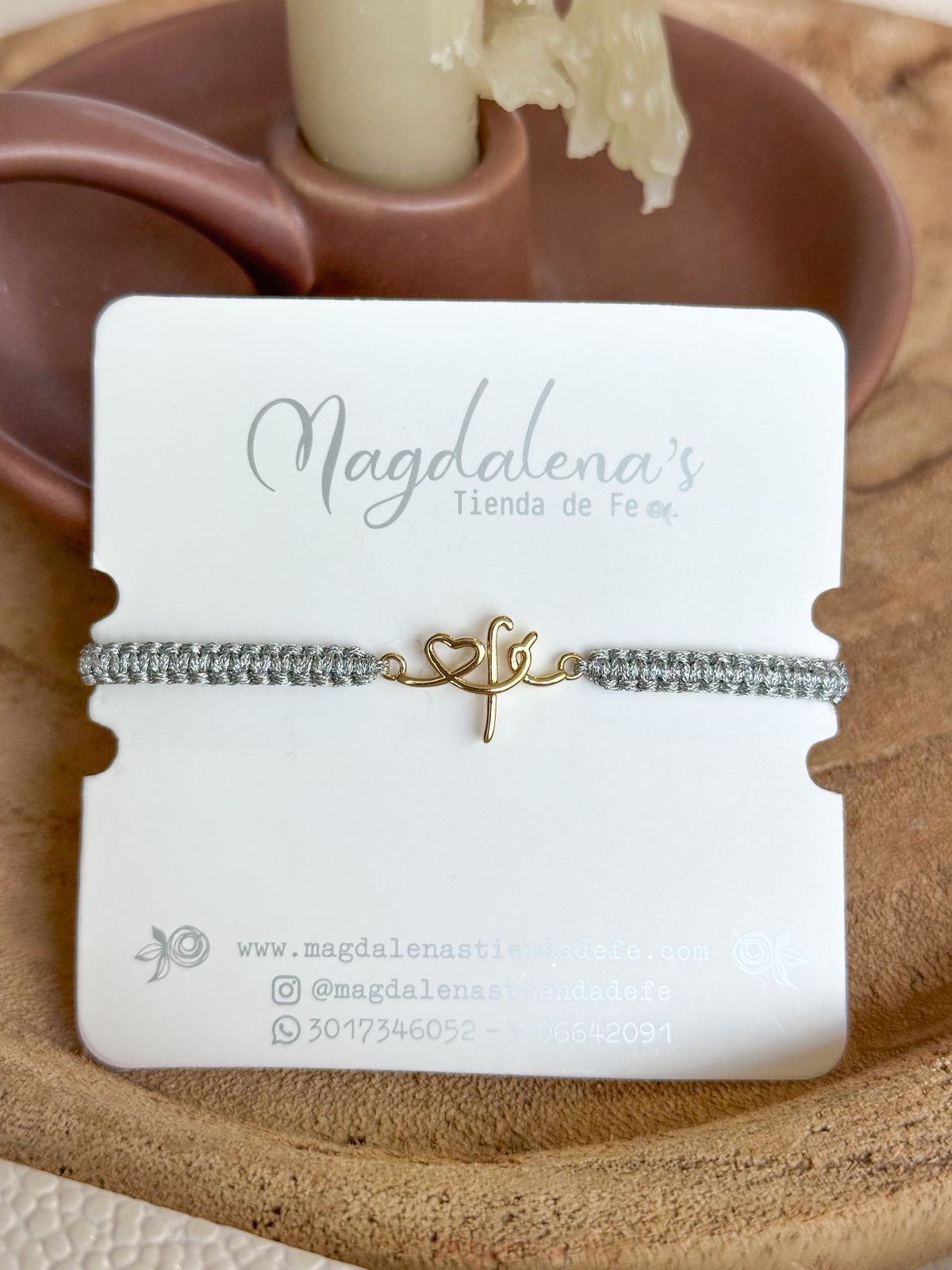 Pulsera Hilo Love Fe Rodio - Magdalenas tienda de fe